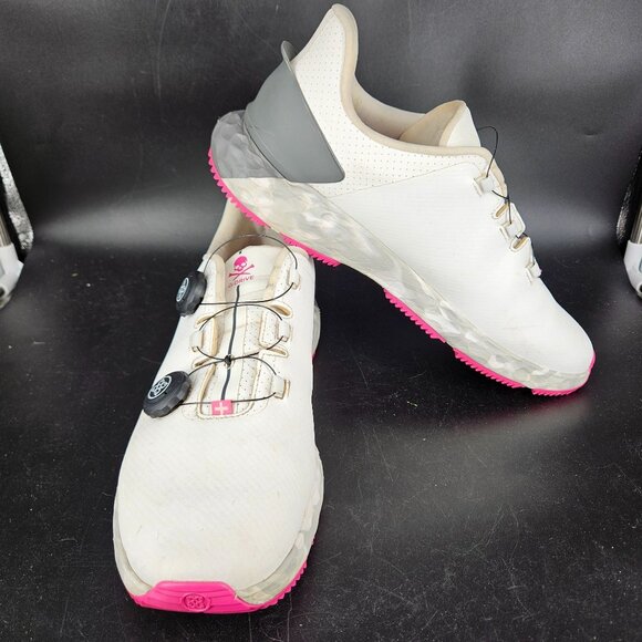 Ed Hardy | Shoes | Mens G Drive Fore Golf Cleat Shoes 2 White Pink Sno ...